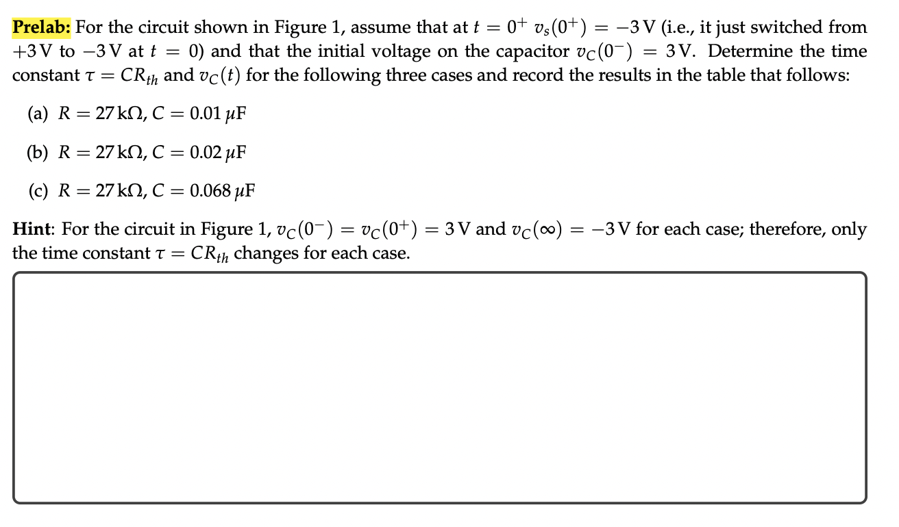 Solved Figure 1: Basic RC circuit driven by a switching | Chegg.com