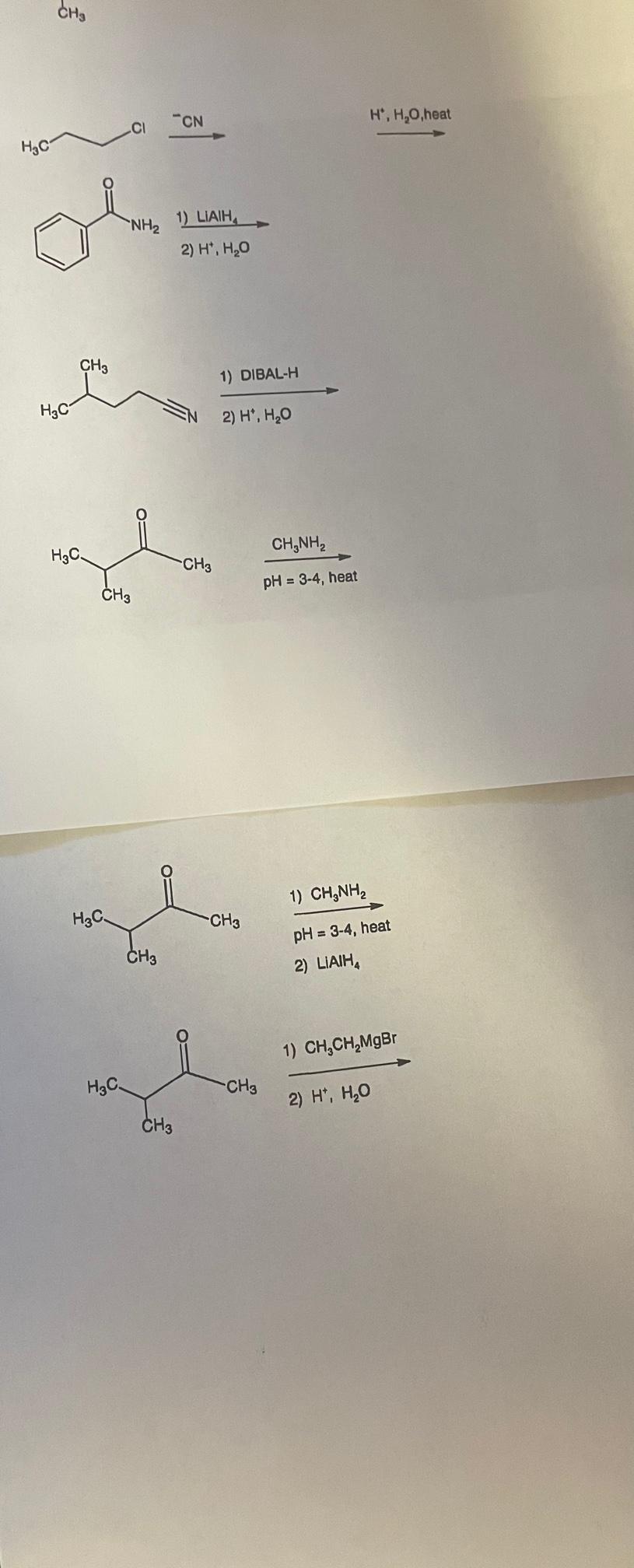 Solved CHE ON H,H,O, heat CI H2C "NH2 1) LIAIH 2) H1, H20 | Chegg.com