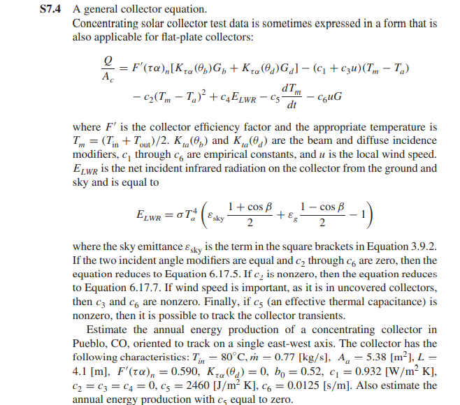 Solved τα m S7.4 A general collector equation. Concentrating | Chegg.com