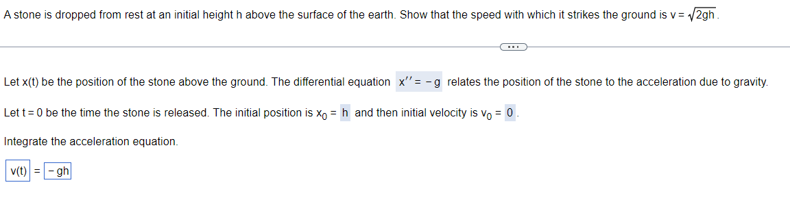 Solved A stone is dropped from rest at an initial height h | Chegg.com