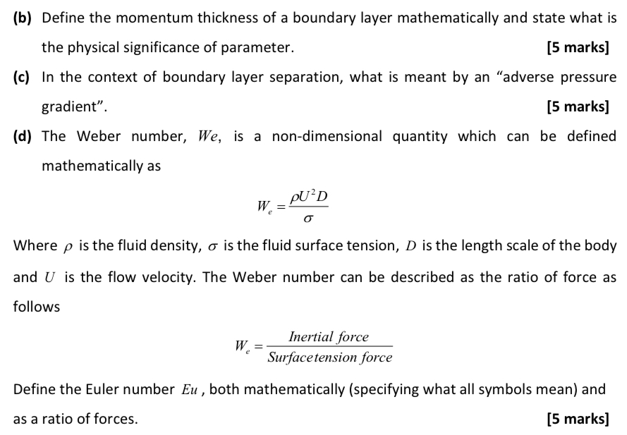 Solved (b) ﻿Define the momentum thickness of a boundary | Chegg.com