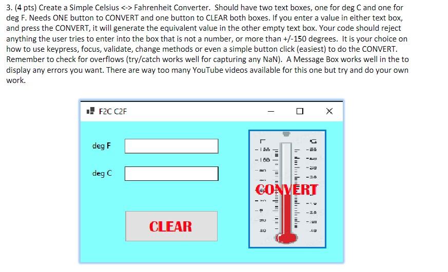 Solved 3. (4 pts) Create a Simple Celsius ↔−> Fahrenheit | Chegg.com