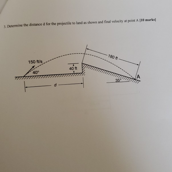 Solved 3. Determine the distance d for the projectile to | Chegg.com