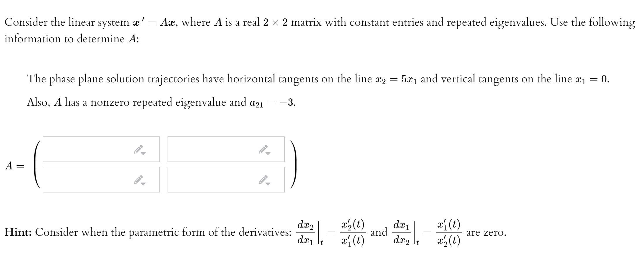 Solved Consider the linear system x' = Ax, where A is a real | Chegg.com