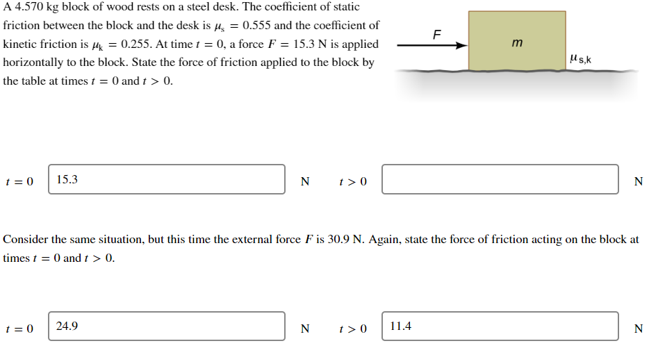 Solved A 4.570 kg block of wood rests on a steel desk. The | Chegg.com