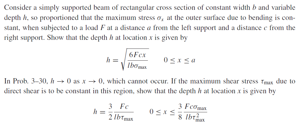 Solved Consider a simply supported beam of rectangular cross | Chegg.com