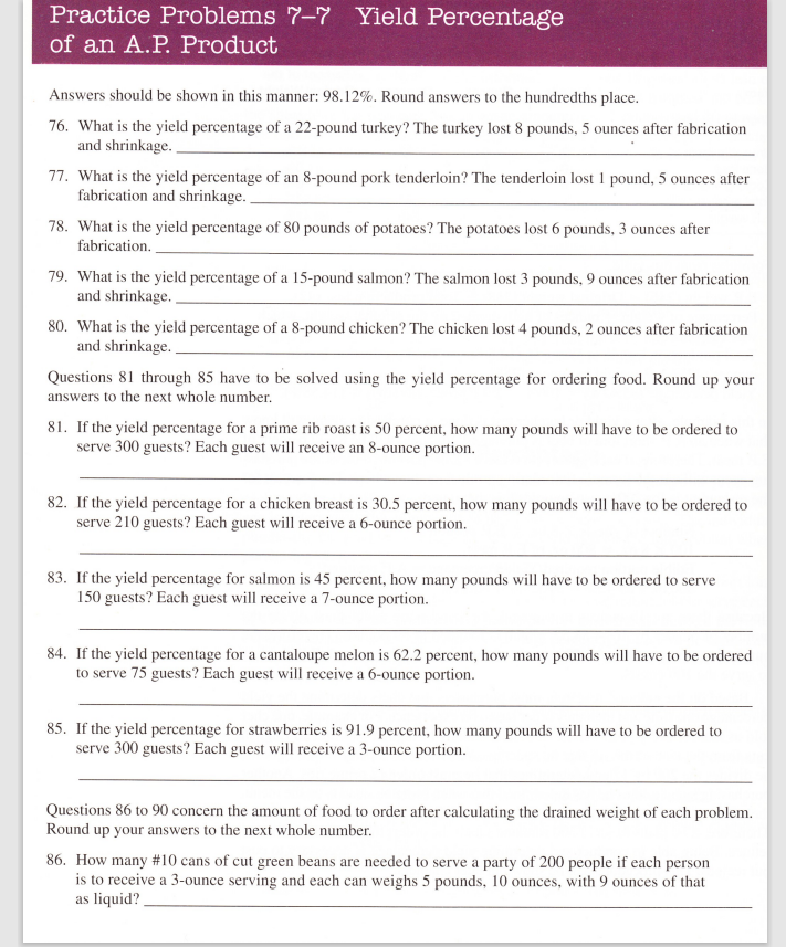 Solved Practice Problems ry ry Yield Percentage of an A.P. | Chegg.com