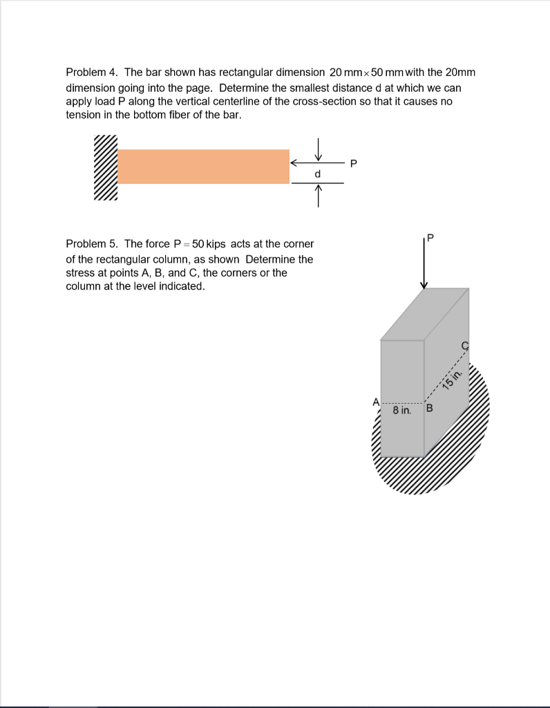 Solved Problem 4. The bar shown has rectangular dimension 20 | Chegg.com