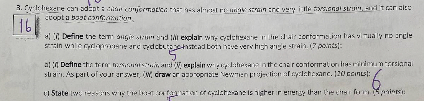 Solved Cyclohexane can adopt a chair conformation that has | Chegg.com