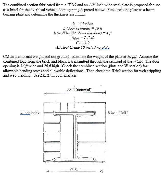 The combined section fabricated from a W6x9 and | Chegg.com