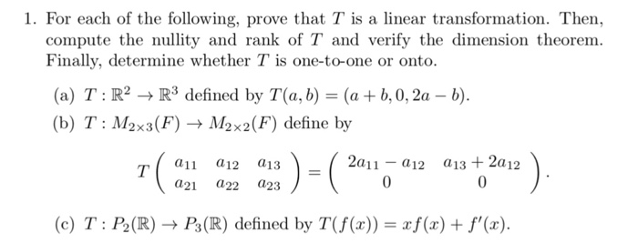 Solved 1. For each of the following, prove that T is a | Chegg.com