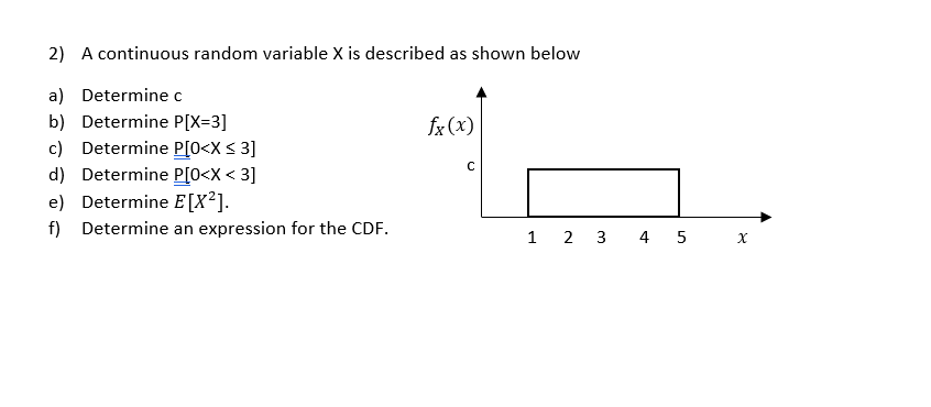 Solved 2) A continuous random variable X is described as | Chegg.com