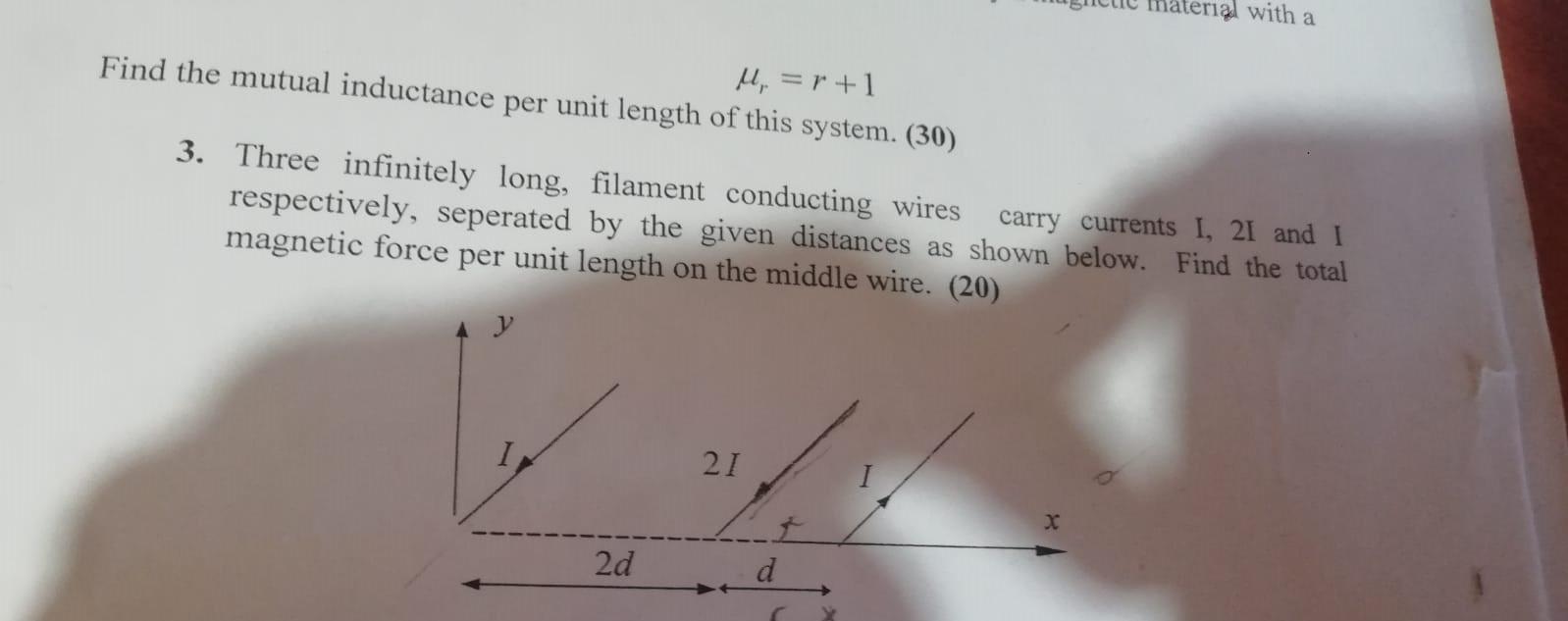 Solved M₁ = r +1 Find the mutual inductance per unit length | Chegg.com
