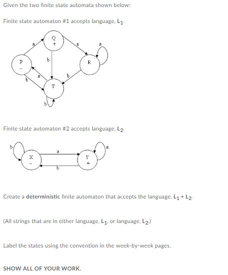 Solved Given the two finite state automata shown below: | Chegg.com