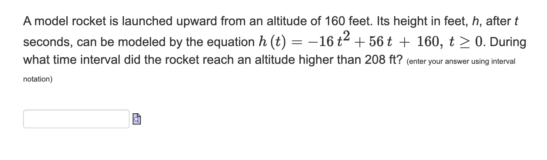 Solved A model rocket is launched upward from an altitude of | Chegg.com