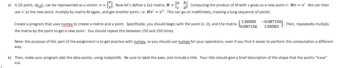 Solved a) A 2D point, (x,x), can be represented as a vector: | Chegg.com