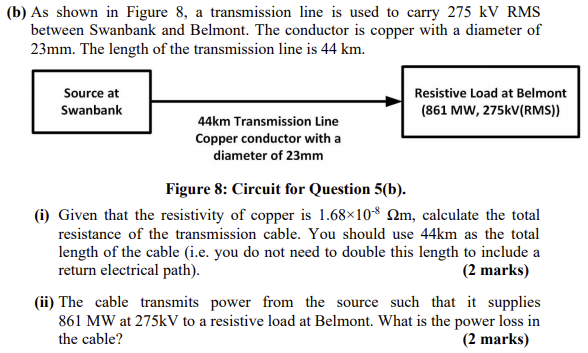 Solved (b) As shown in Figure 8, a transmission line is used | Chegg.com