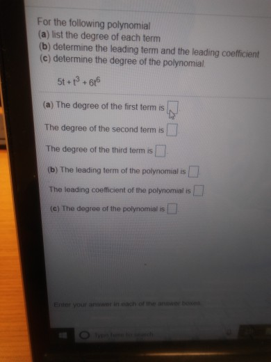 Solved For the following polynomial (a) list the degree of | Chegg.com