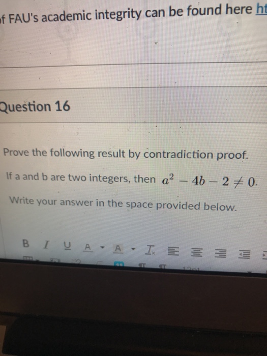 Solved y of FAU's academic integrity can be found here | Chegg.com
