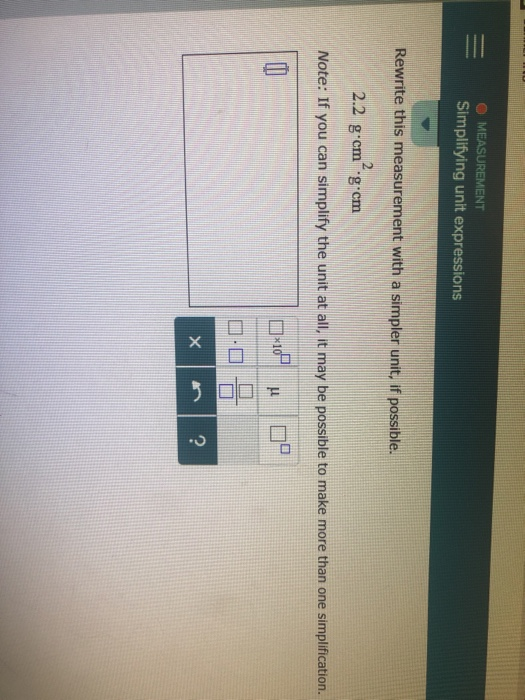 Solved MEASUREMENT Simplifying unit expressions Rewrite this | Chegg.com