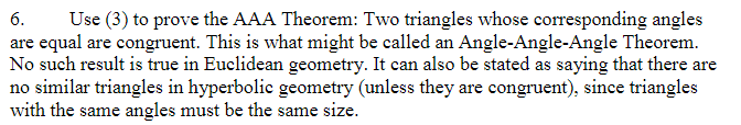 6. Use (3) to prove the AAA Theorem: Two triangles | Chegg.com