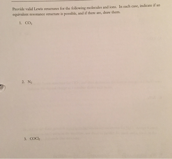 Solved Provide valid Lewis structures for the following | Chegg.com
