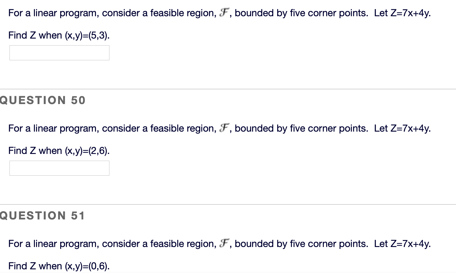 Solved For a linear program, consider a feasible region, F, | Chegg.com