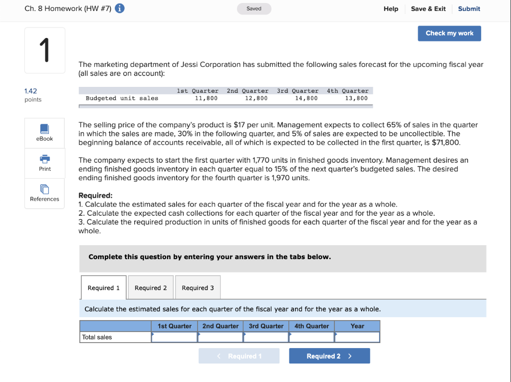 Solved Ch. 8 Homework (HW #7) Saved Help Save & Exit Submit | Chegg.com