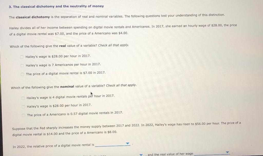 Solved 3. The classical dichotomy and the neutrality of | Chegg.com