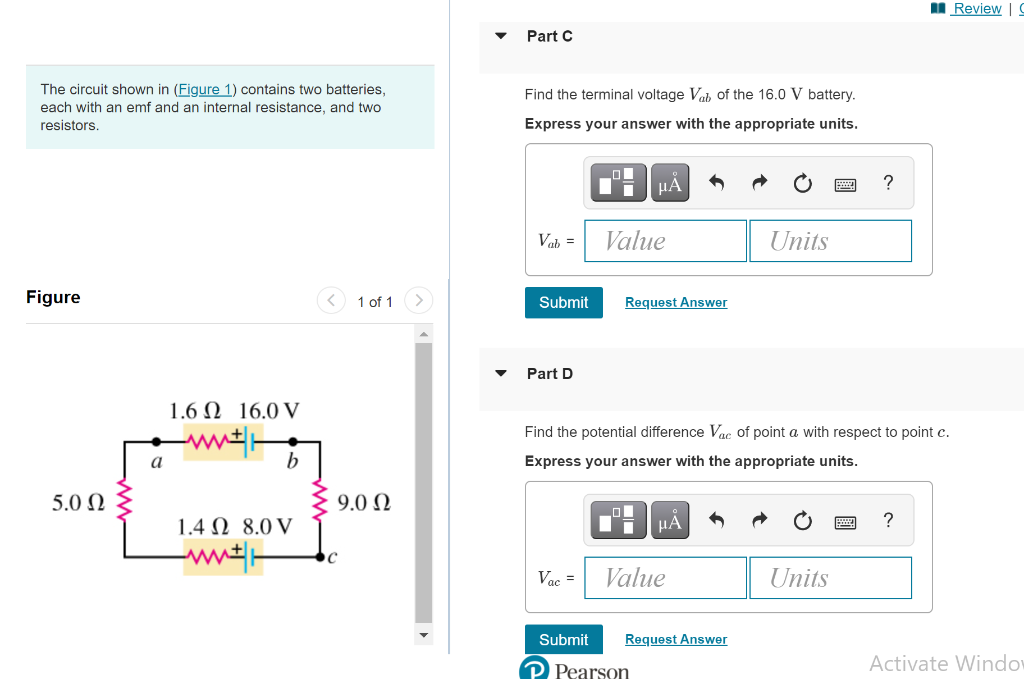 Solved Part A The circuit shown in (Figure 1) contains two | Chegg.com