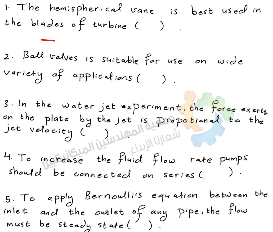 Solved is 1. The hemispherical vane the blades of turbine | Chegg.com