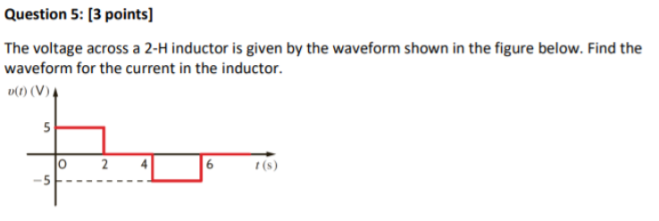 Solved Question 5: [3 points) The voltage across a 2-H | Chegg.com