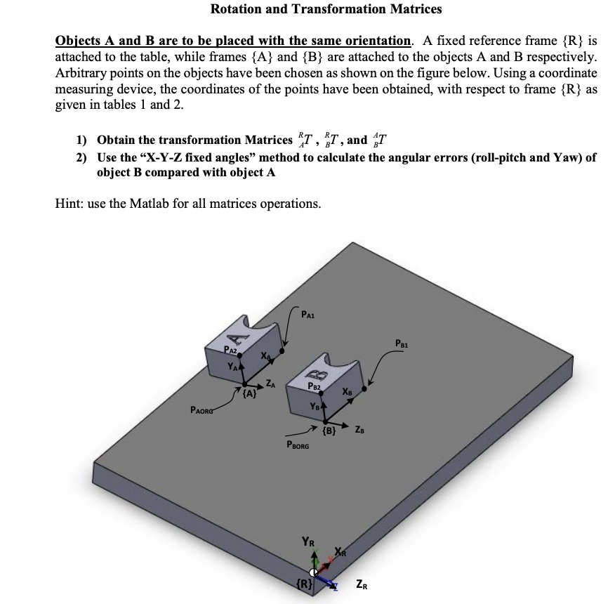 Solved Rotation And Transformation Matrices Objects A And B 7922