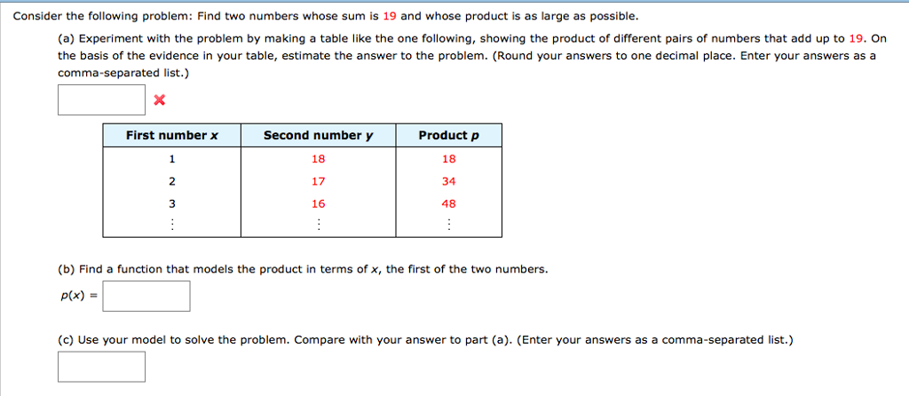 Solved Consider the following problem: Find two numbers | Chegg.com