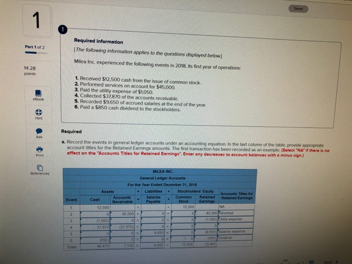 Solved Seved 1 ! Required information Part 1 of 2 [The | Chegg.com