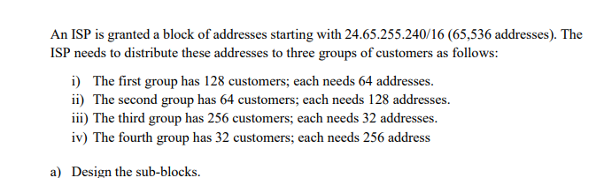 Solved An ISP is granted a block of addresses starting with | Chegg.com