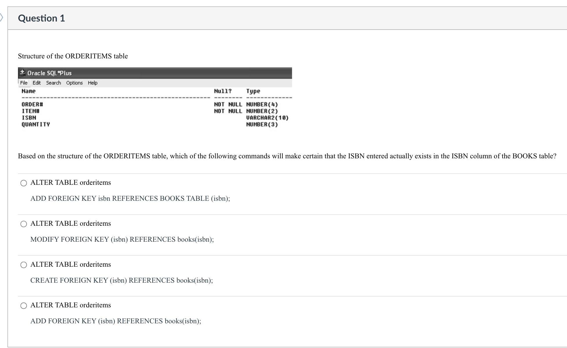 Solved Structure of the ORDERITEMS table Based on the | Chegg.com