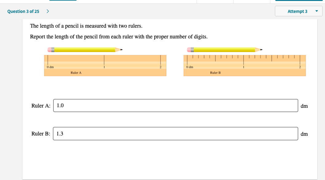 Solved Question 3 of 25 > Attempt 3 The length of a pencil | Chegg.com