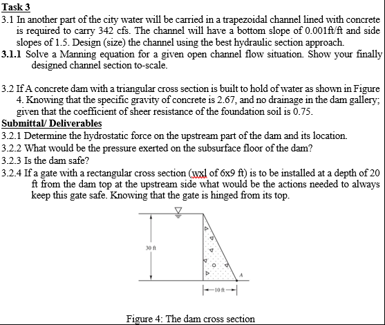 Task 3 3.1 In another part of the city water will be | Chegg.com