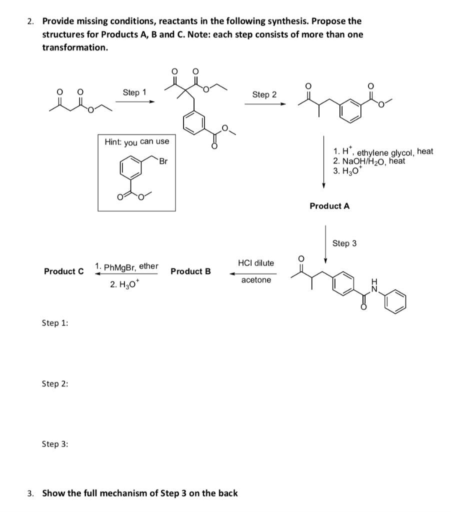 2. Provide missing conditions, reactants in the | Chegg.com