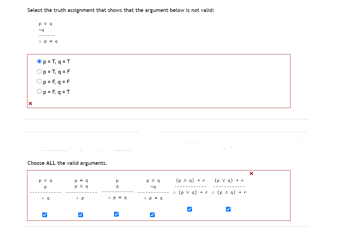 Solved Select the truth assignment that shows that the | Chegg.com