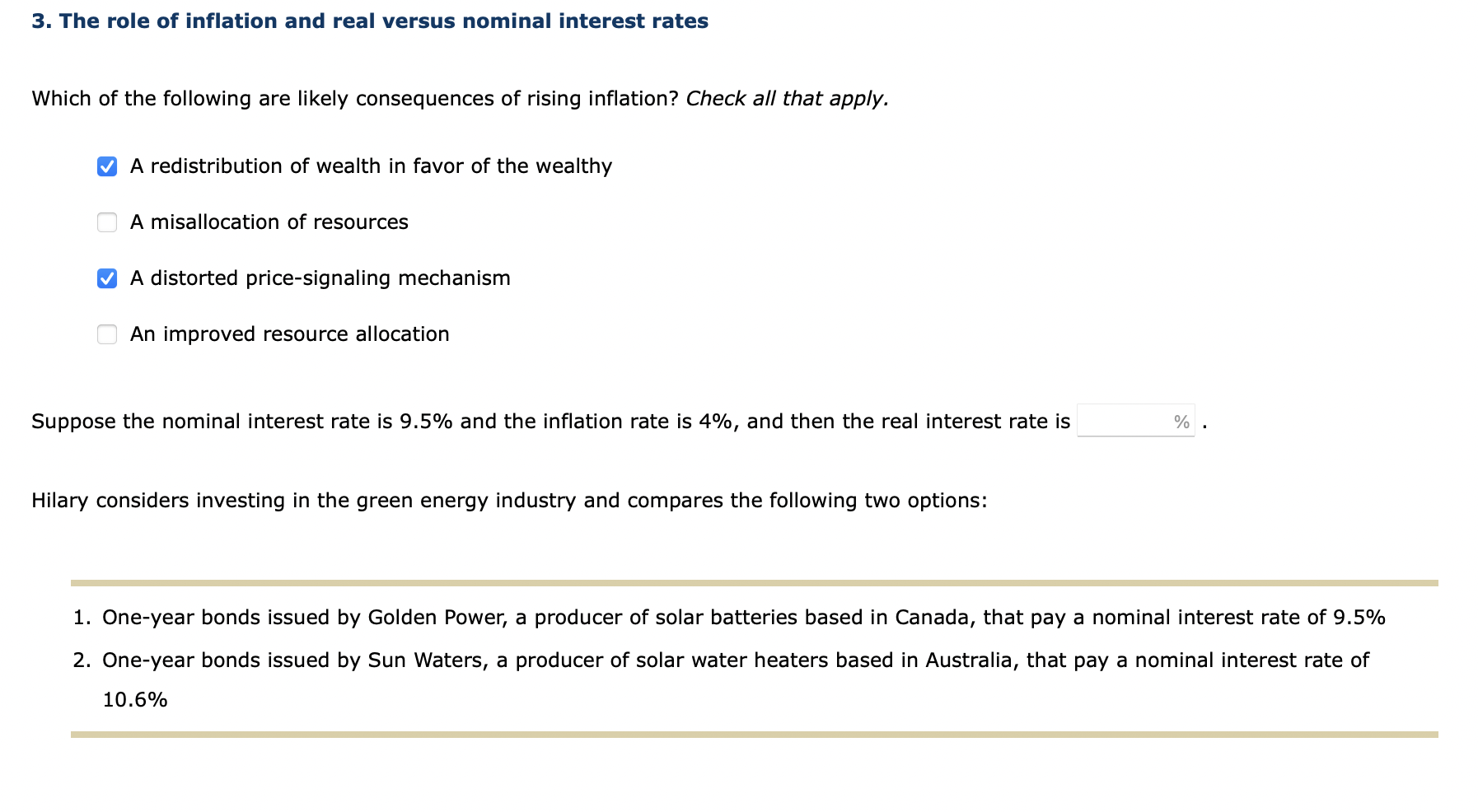 Solved 3. The role of inflation and real versus nominal | Chegg.com