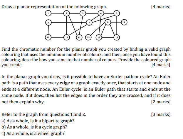 Solved Draw a planar representation of the following graph | Chegg.com