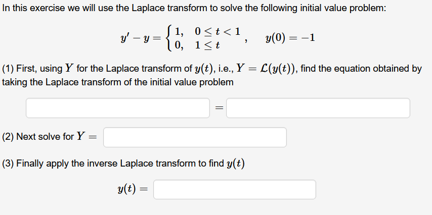 Solved In this exercise we will use the Laplace transform to | Chegg.com