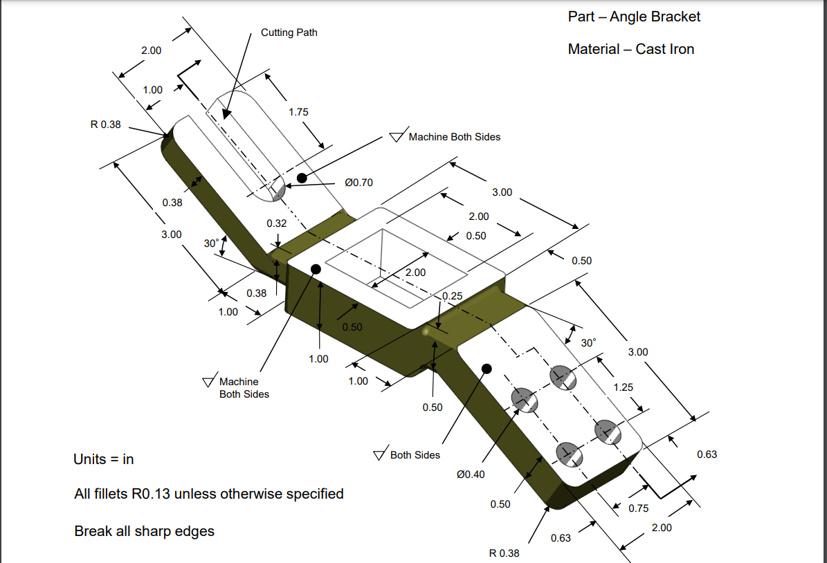 Solved In AutoCAD, draw the top view, front offset section | Chegg.com