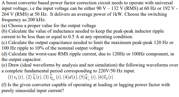 A boost converter based power factor correction | Chegg.com