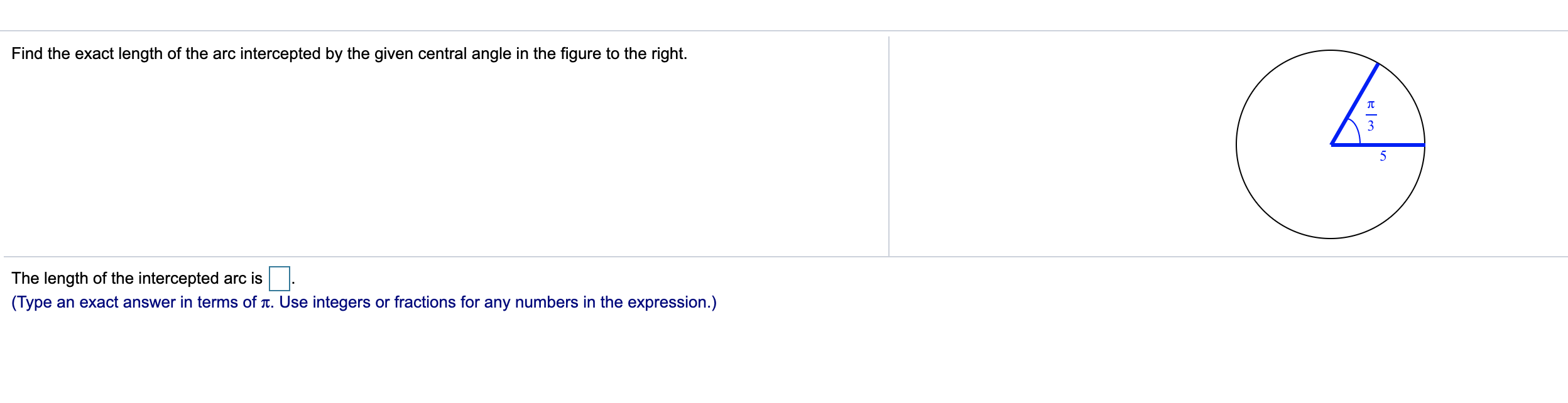 Solved Find the exact length of the arc intercepted by the | Chegg.com