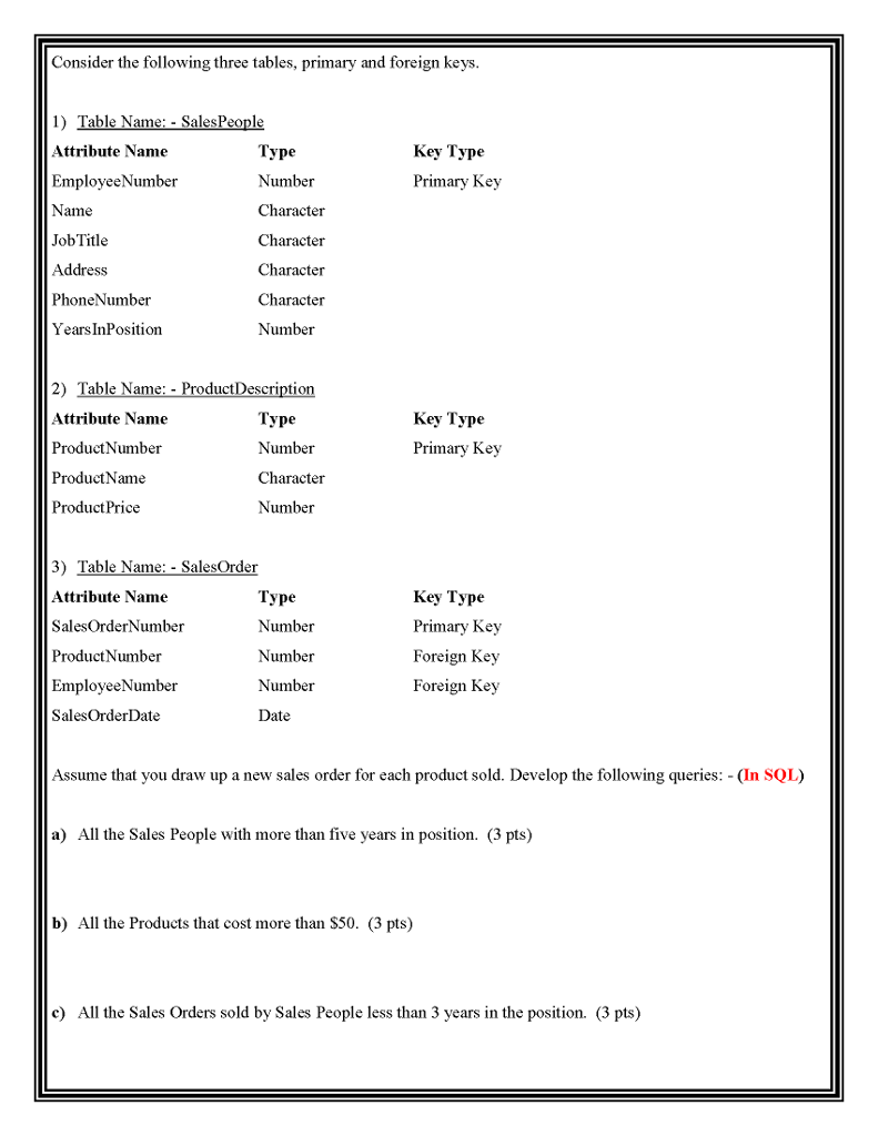 Solved Consider the following three tables, primary and | Chegg.com