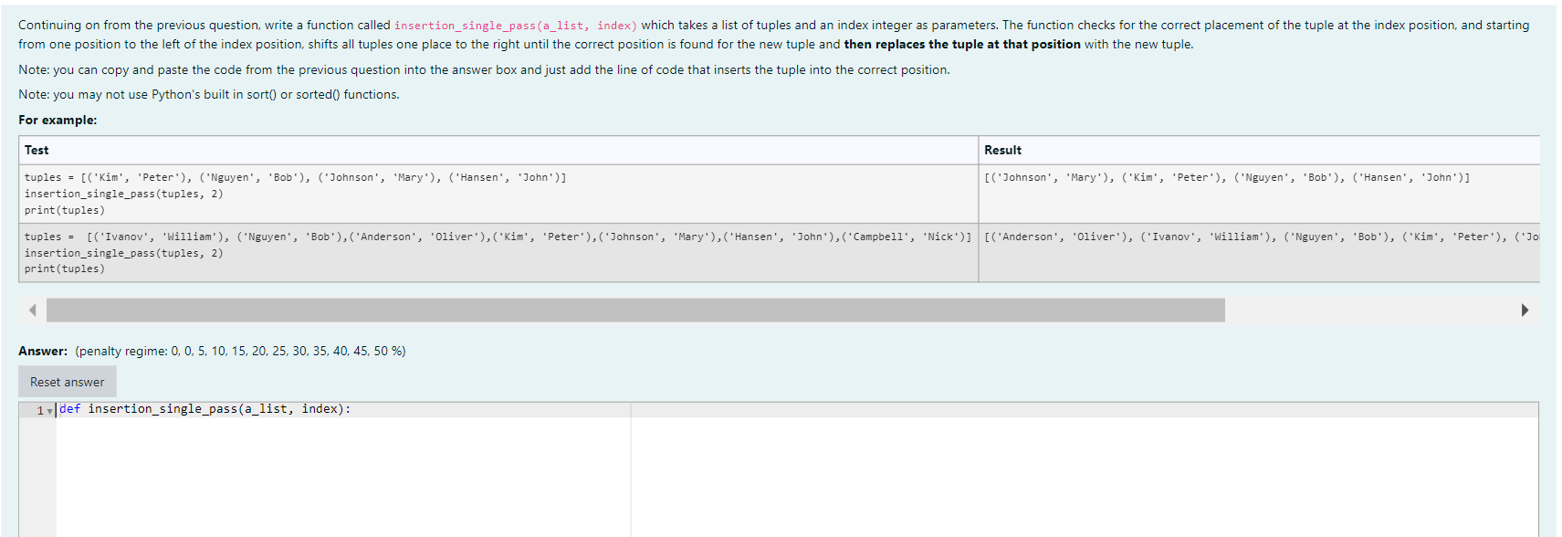 Solved Write a function called shift_tuples (a_list, index) | Chegg.com