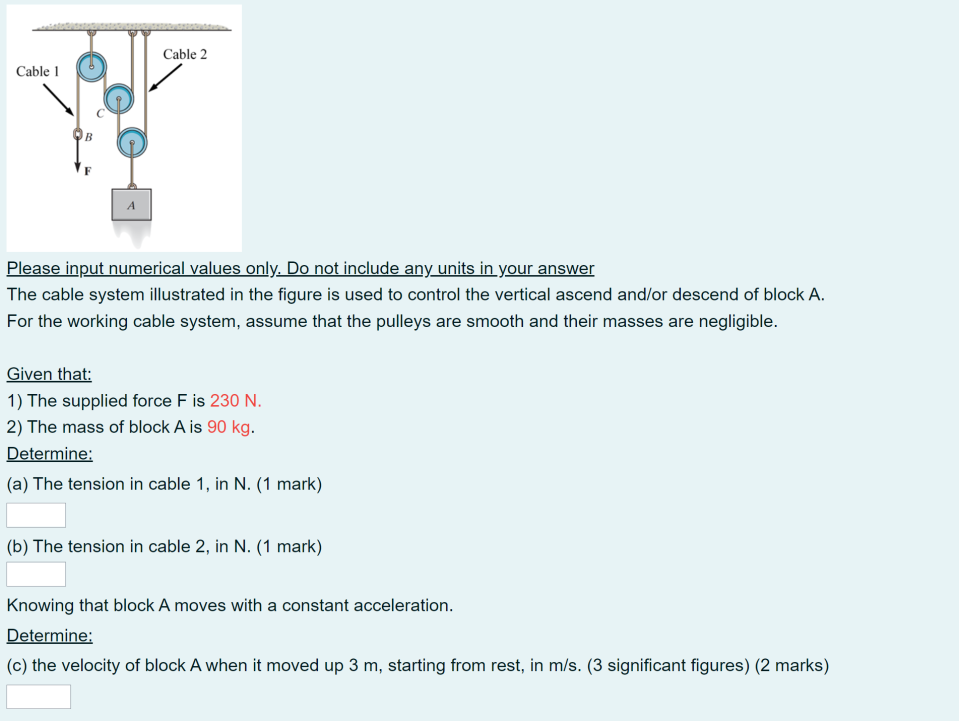 Solved Cable 2 Cable 1 А Please input numerical values only. | Chegg.com